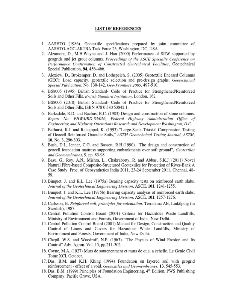 List of References | Download Free PDF | Geotechnical Engineering ...