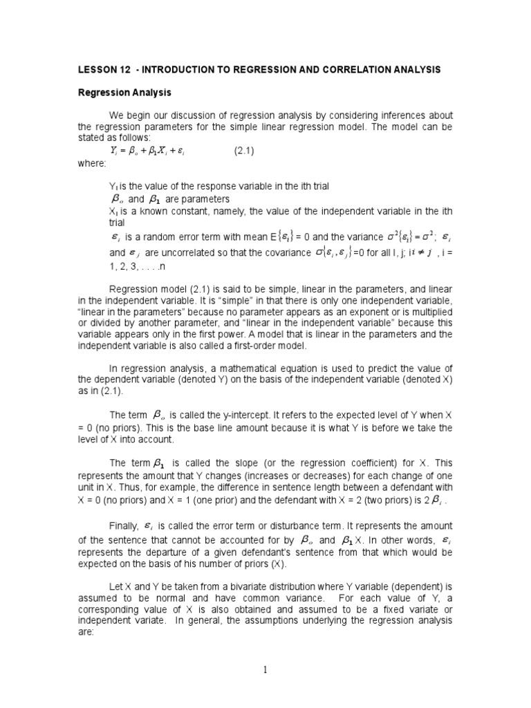 Lesson 12 - Introduction To Regression and Correlation Analysis Regression Analysis | PDF ...