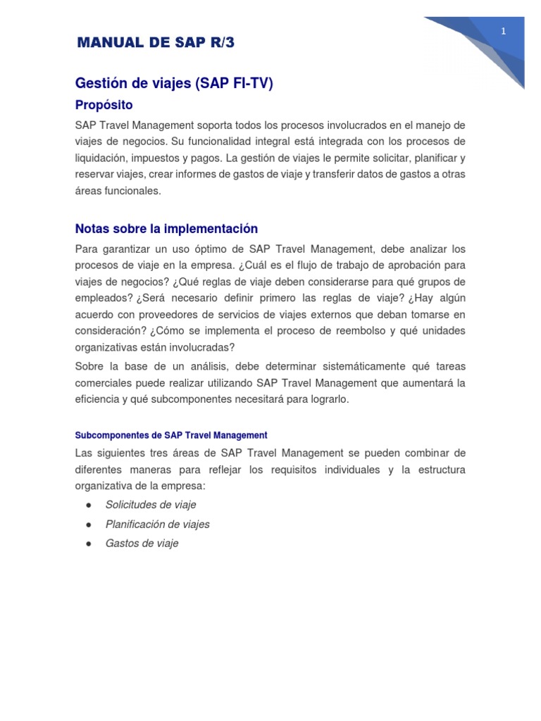 SAP FI - Modulo Travel | PDF | Sap Se | Planificación