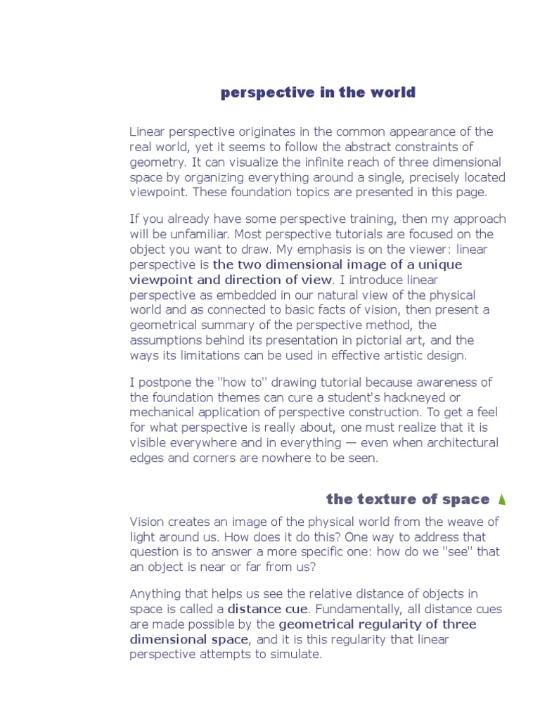 Handprint Perspective Part 1 | PDF | Perspective (Graphical) | Plane ...