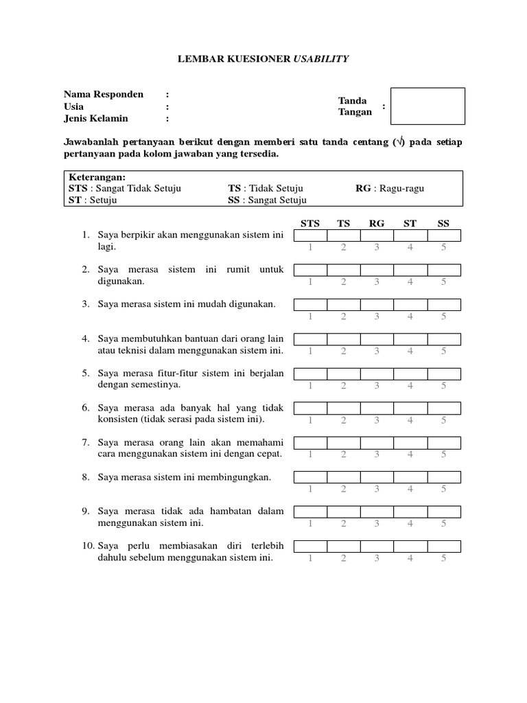 Kuesioner Sus | PDF