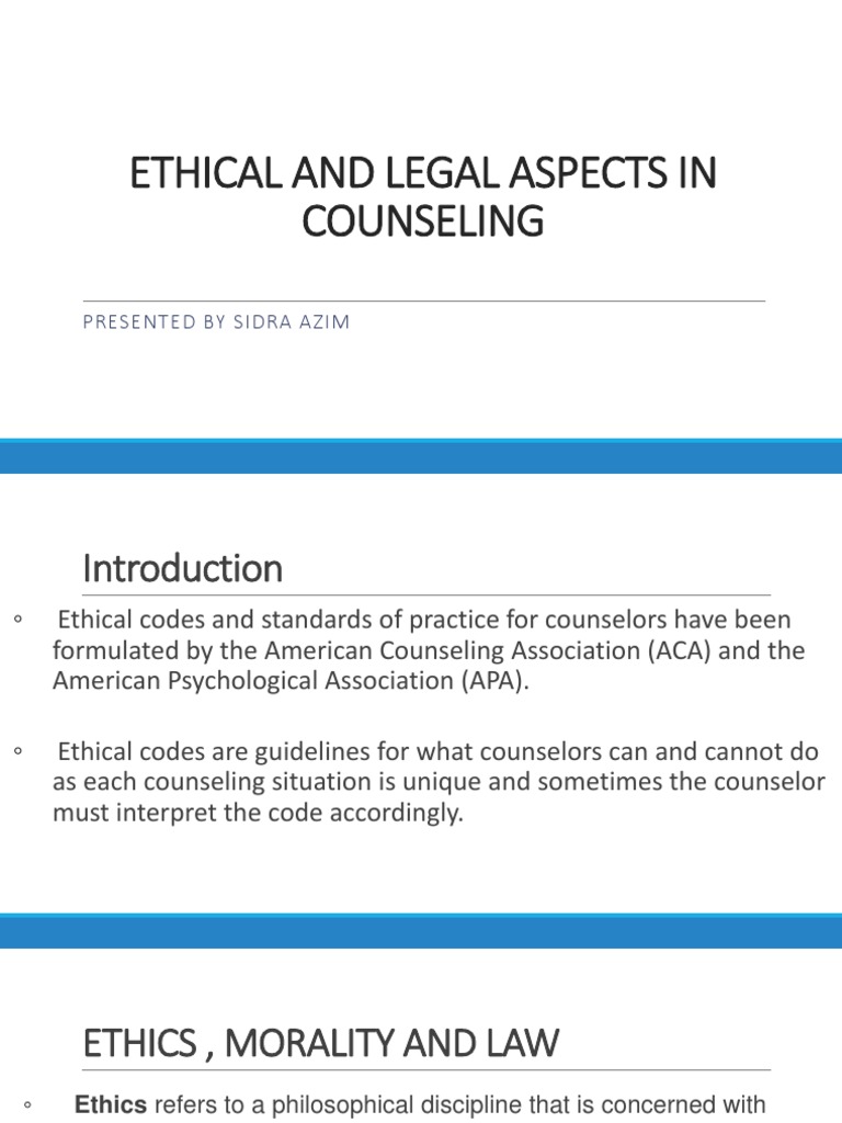 6) Ethical and Legal Aspects in Counseling | PDF | Counseling ...