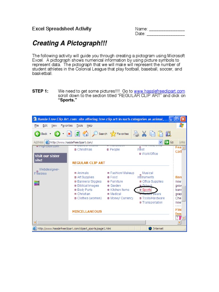 Creating A Pictograph!!!: Excel Spreadsheet Activity | Download Free ...