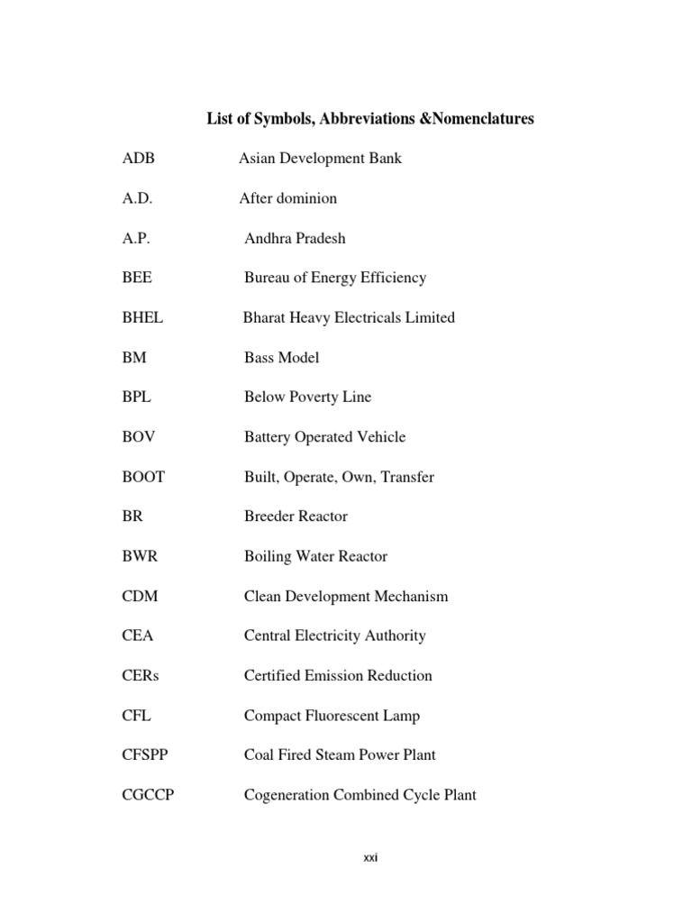 07 - List of Symbols & Abbreviations | PDF | Power Station | Clean ...