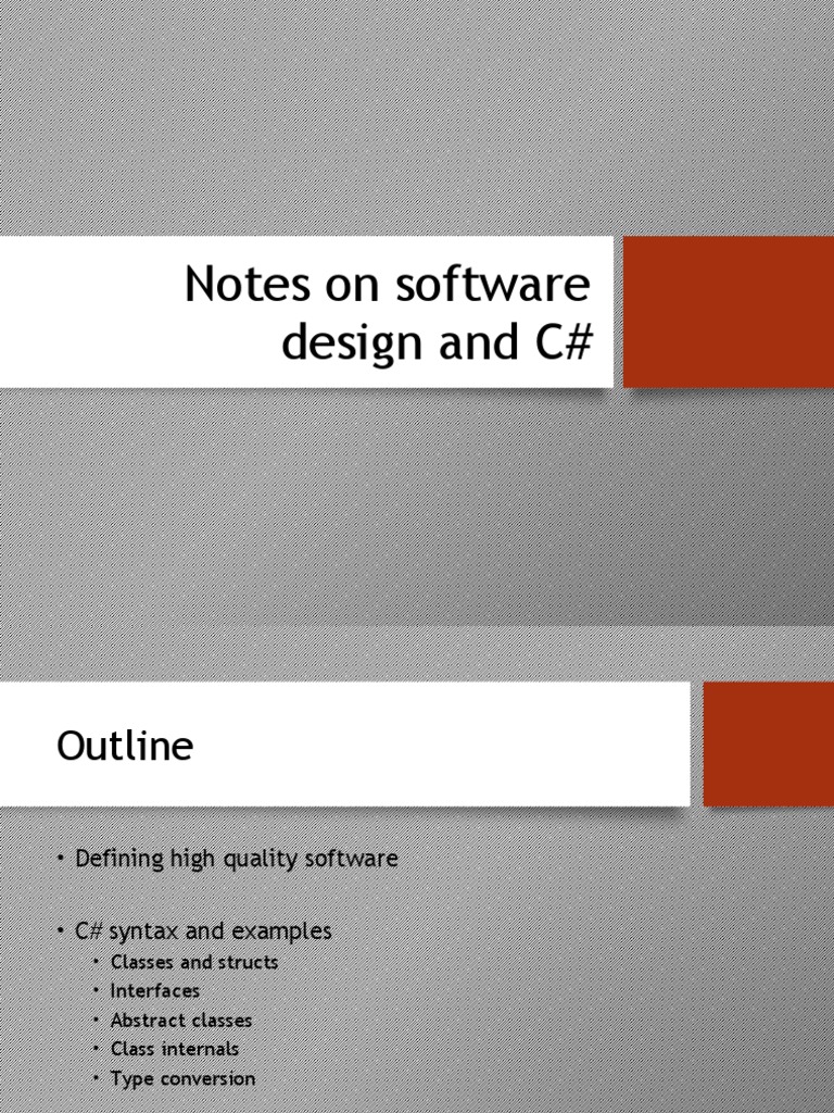 Exploring Object-Oriented Concepts in C# Through Notes on Software ...