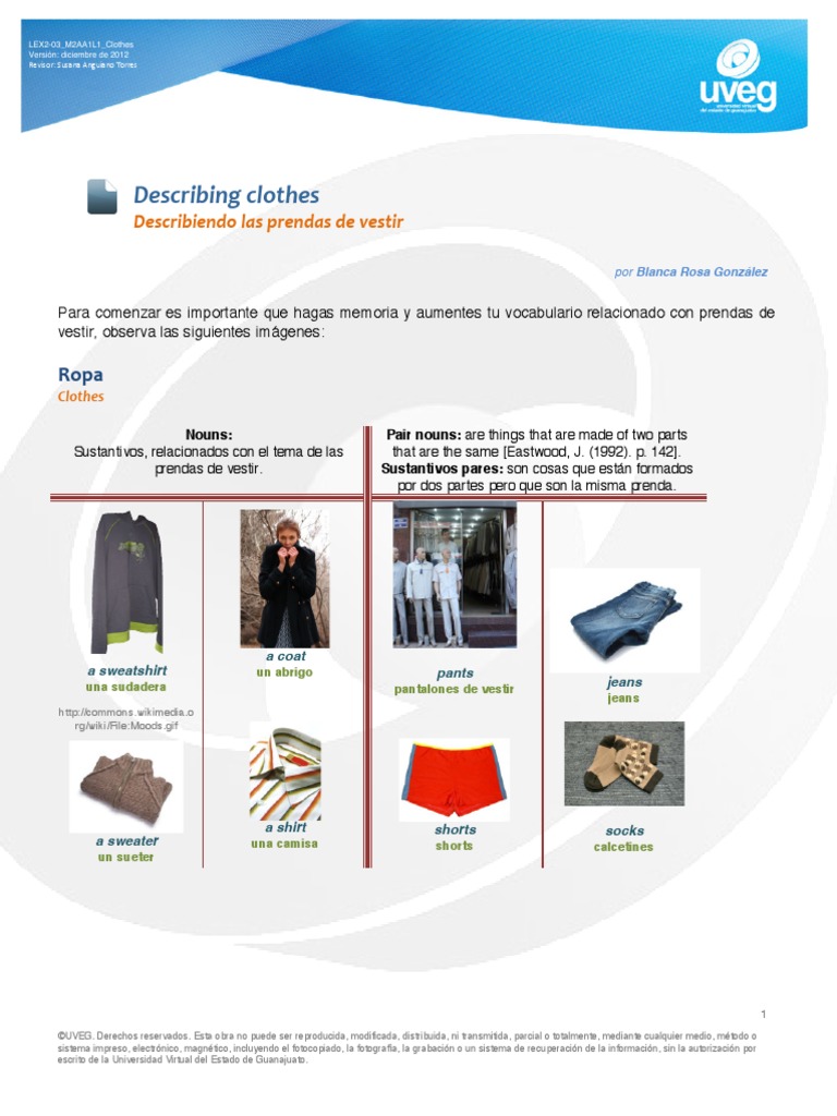 Describing Clothes | PDF | Ropa | Moda