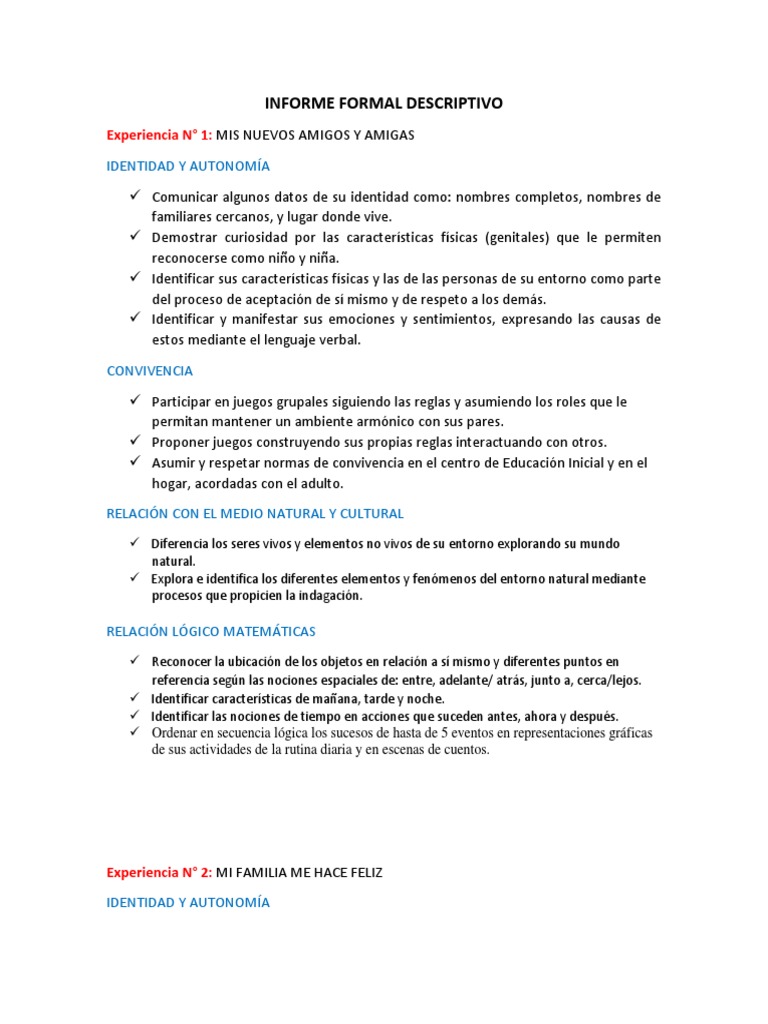 Informe Evaluativo de Destrezas | PDF | Educación de la primera ...