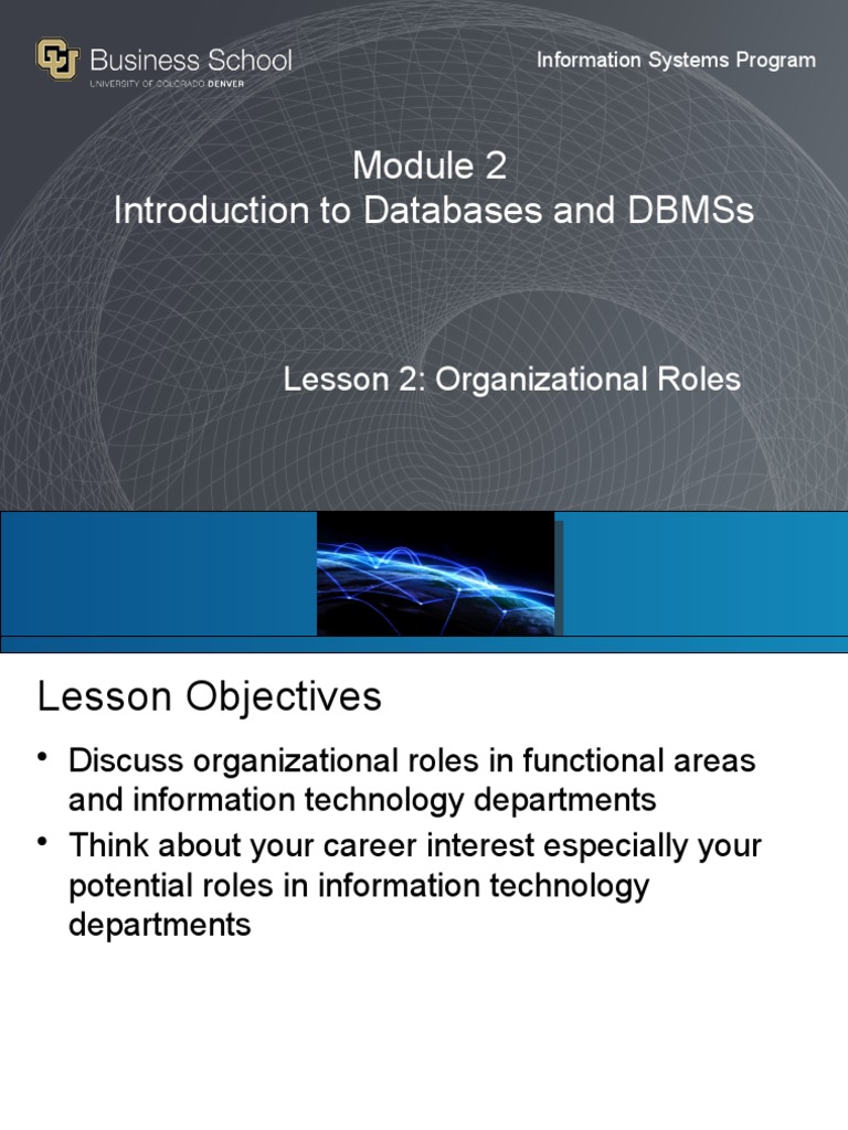Introduction To Databases and DBMSS: Lesson 2: Organizational Roles | Download Free PDF ...