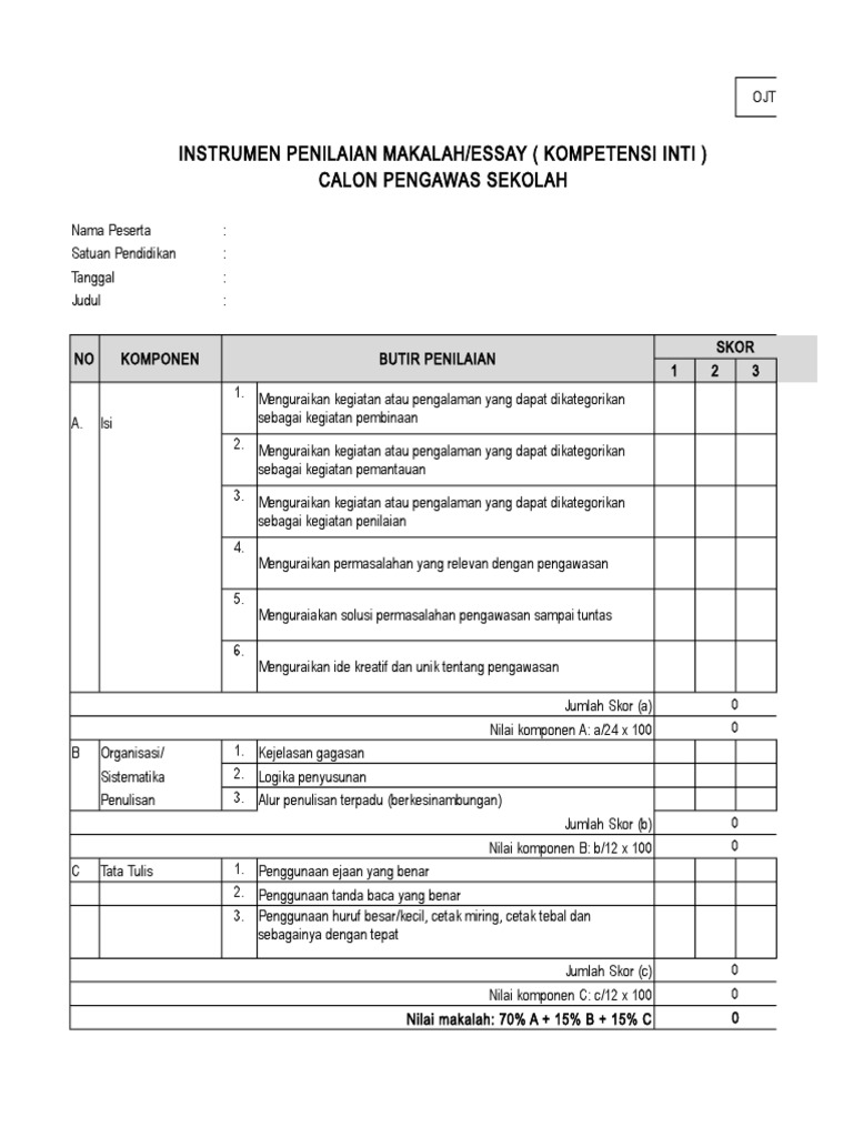Penilaian OJT-1 | PDF