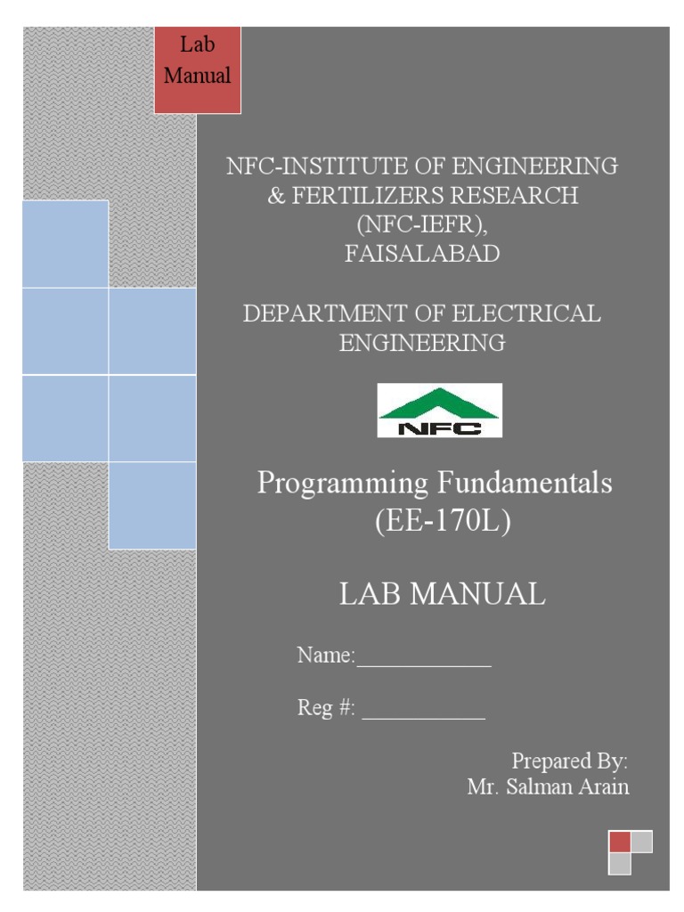 Programming Fundamentals (EE-170L) Lab Manual | PDF | Parameter (Computer Programming) | Control ...