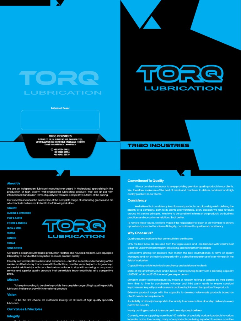 Torq Final Brochure | PDF | Bearing (Mechanical) | Lubricant