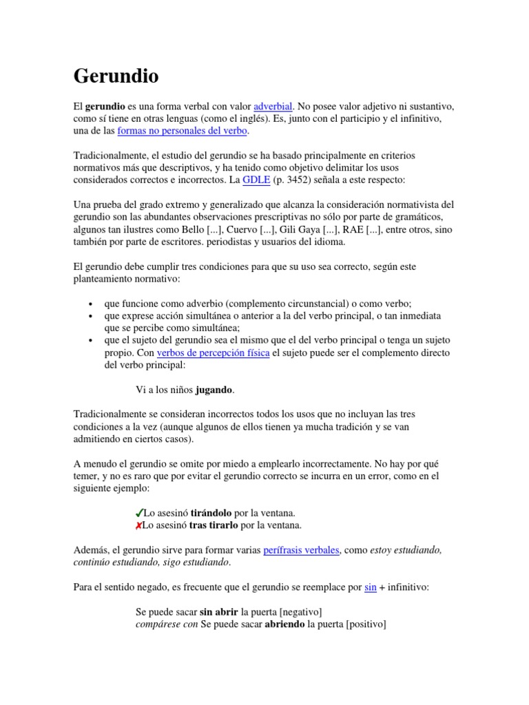 Usos y funciones del gerundio en español | PDF | Verbo | Semántica