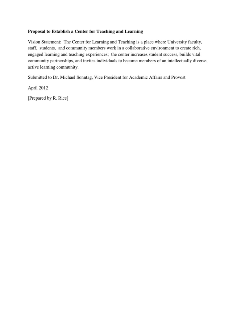 Proposal for Teaching and Learning Center | PDF | Service Learning ...