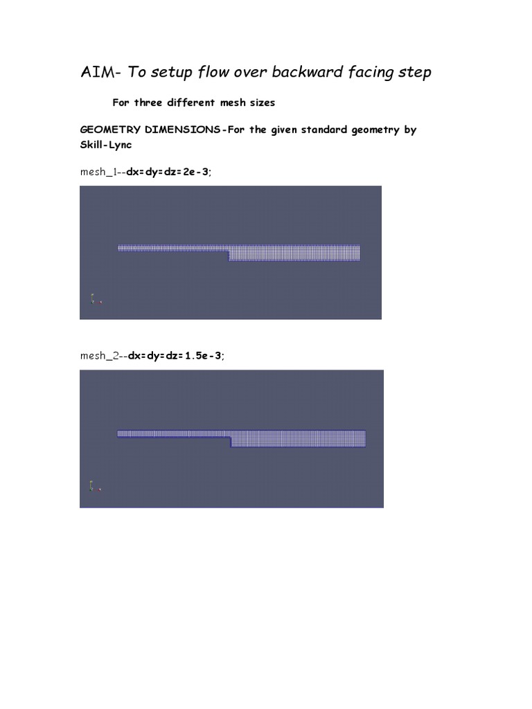 AIM-To Setup Flow Over Backward Facing Step: For Three Different Mesh ...