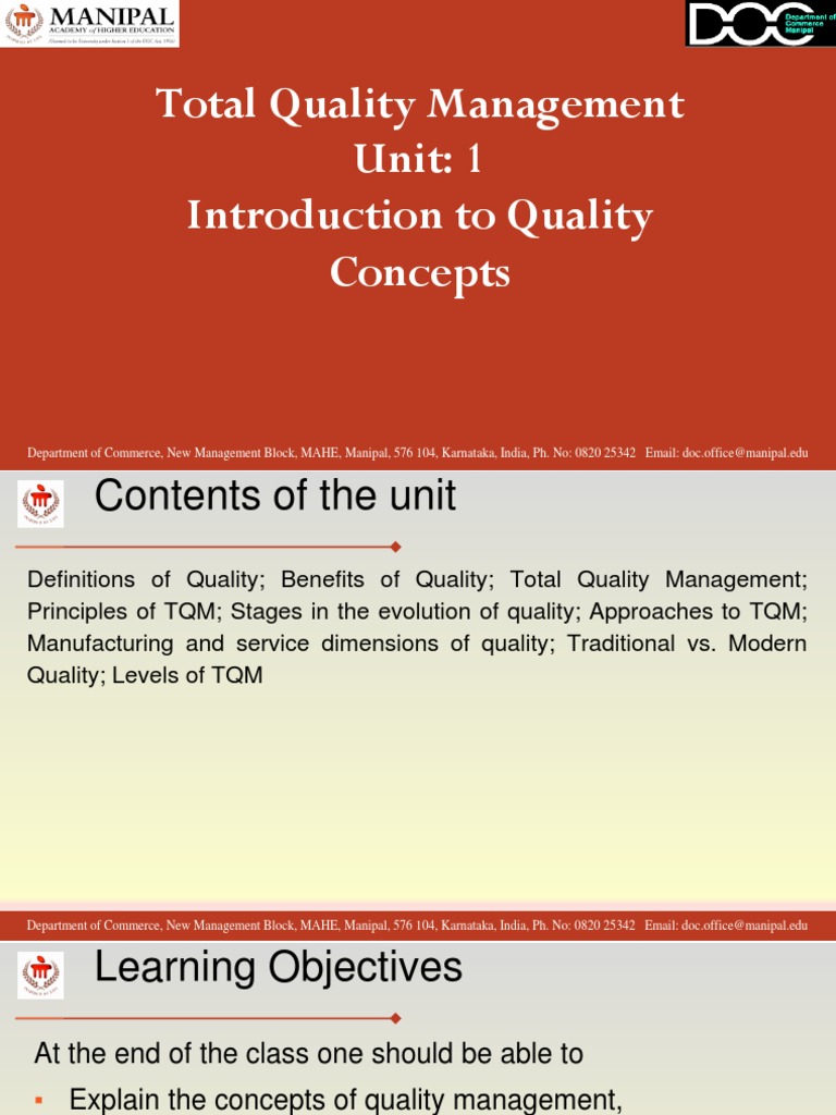 TQM - Unit 1 | PDF | Iso 9000 | Japan