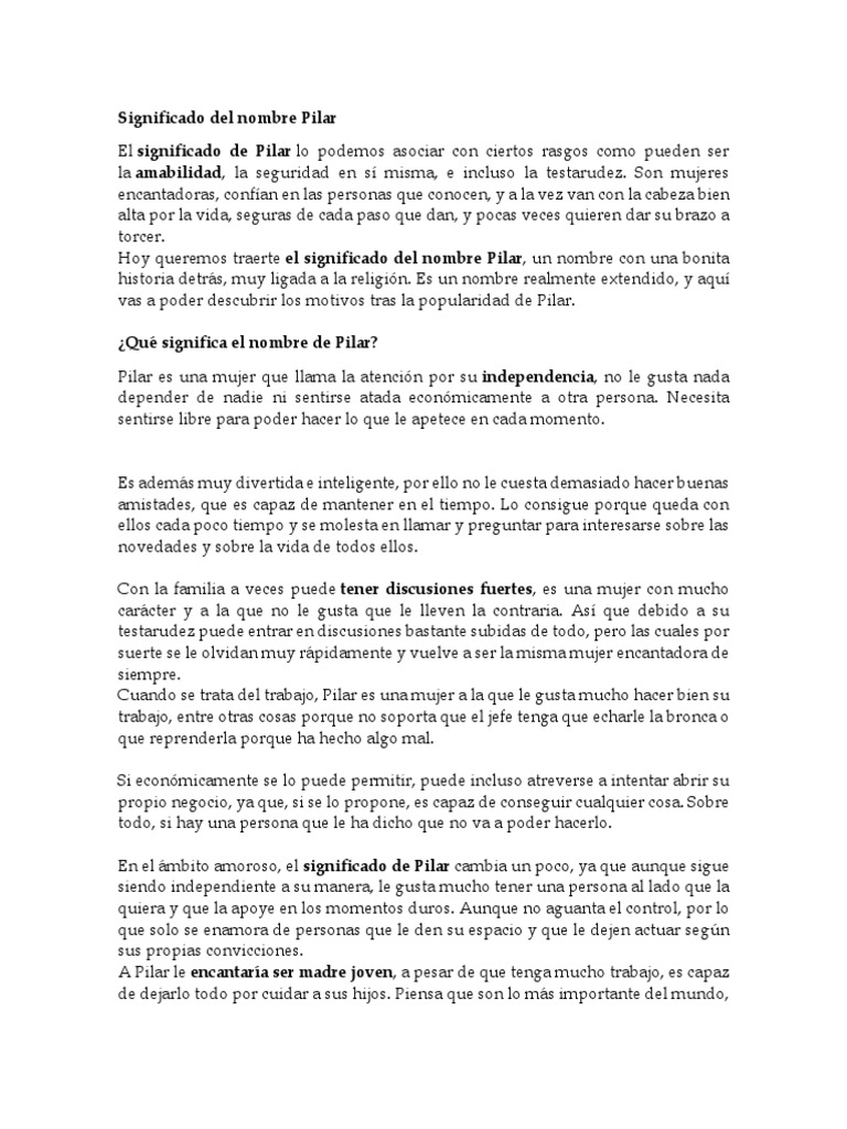 Significado Del Nombre Pilar | PDF | María, madre de Jesús