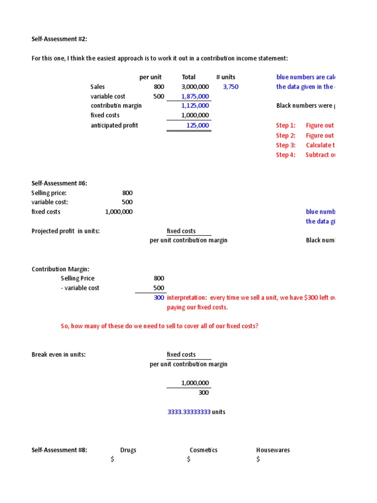 CH 4 Self-Assessment Questions | PDF | Management Accounting ...