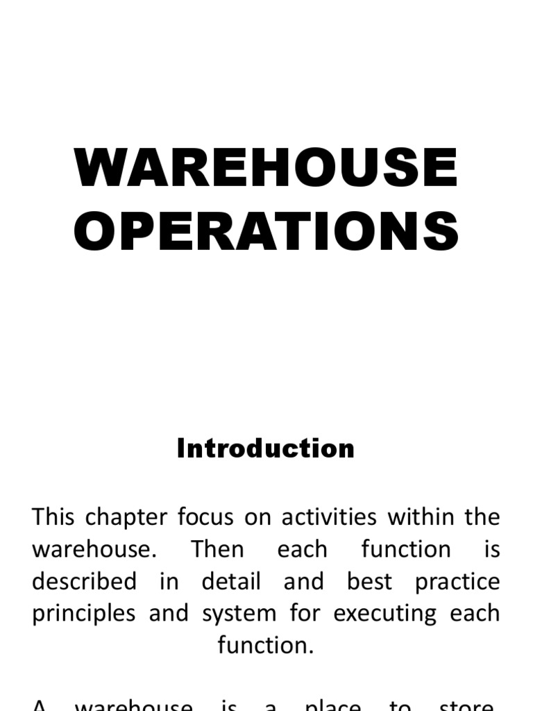 Overview of Warehouse Operations | PDF | Warehouse | Logistics