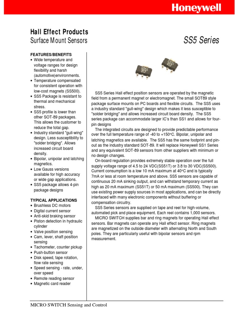 SS5080 Sensor Hall Series | Download Free PDF | Sensor | Printed ...