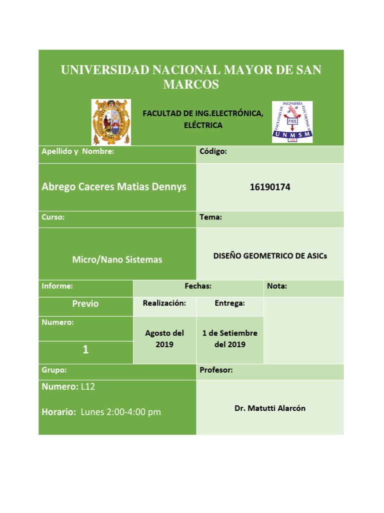 Informe Previo 1 de Micro-Nano Sistemas | PDF | Puerta lógica | especia