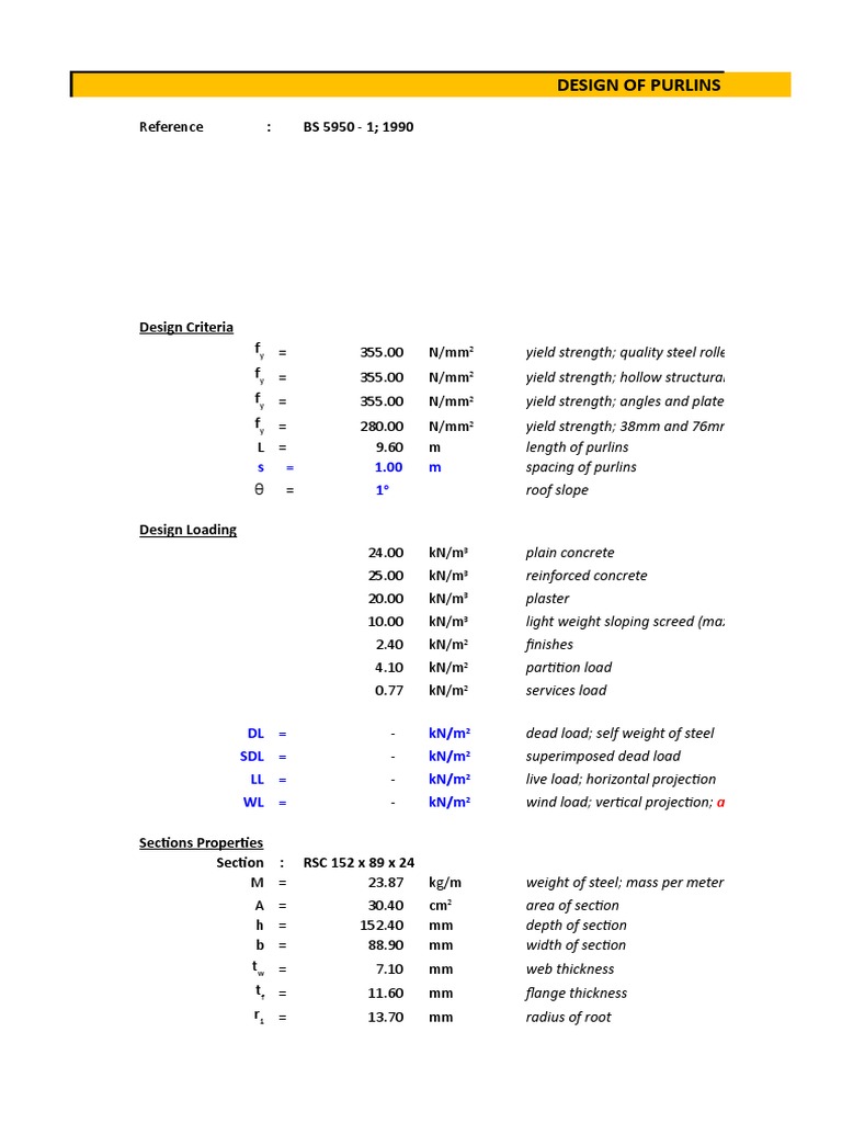 Design of Purlins | PDF | Bending | Young's Modulus