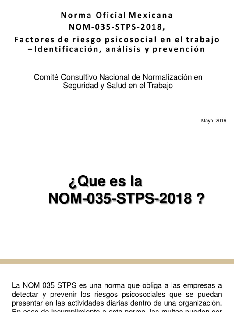 Nom 035 STPS 2018 | PDF | Cuestionario | Estrés (biología)