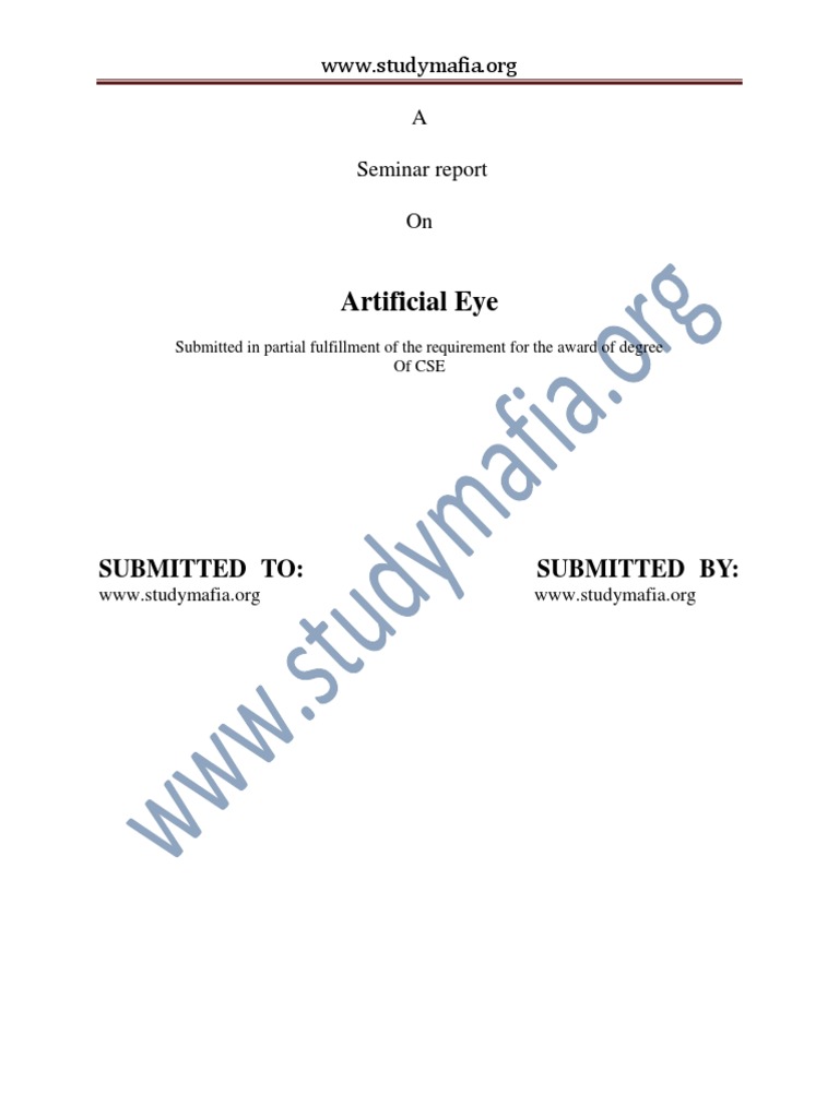 CSE Artificial Eye REPORT | PDF | Human Eye | Retina