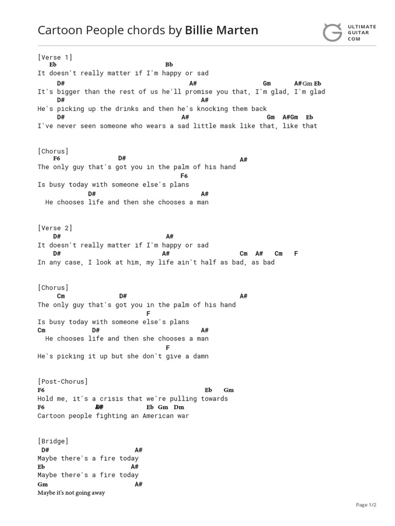 Cartoon People Chords by Billie Martentabs at Ultimate Guitar Archive ...