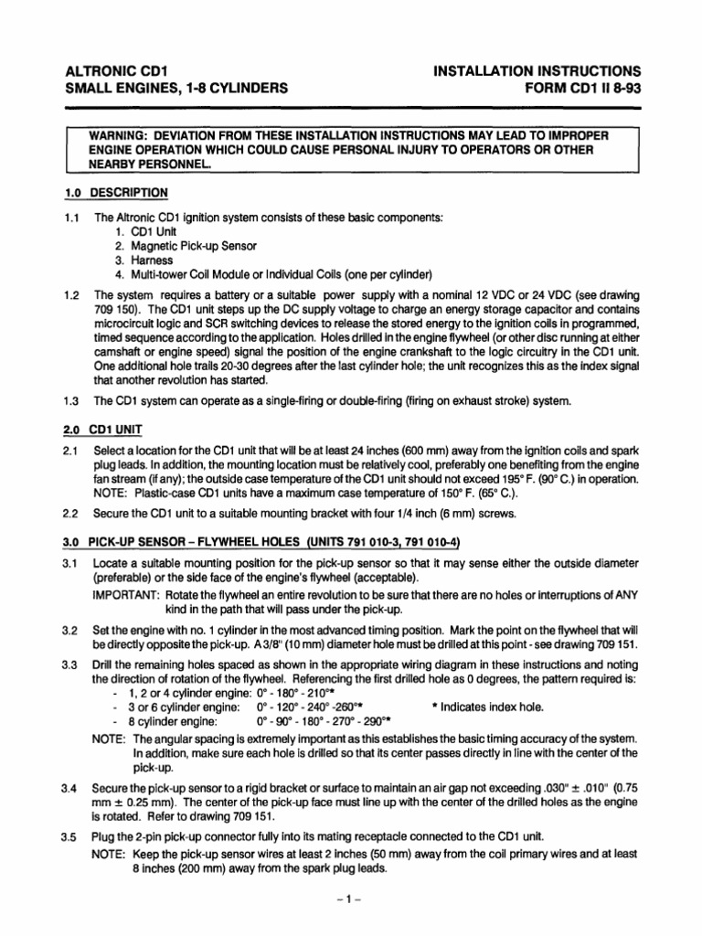 Altronics CD1 IOM 08-1993 PDF | PDF | Ignition System | Electrical ...