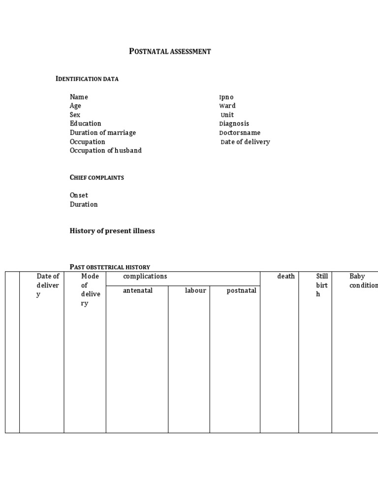 Postnatal Assessment | PDF | Childbirth | Infants