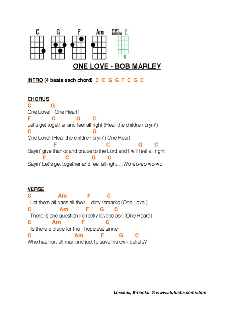 One Love Ukulele Chords and Lyrics | PDF | Song Structure | Singles (Music)