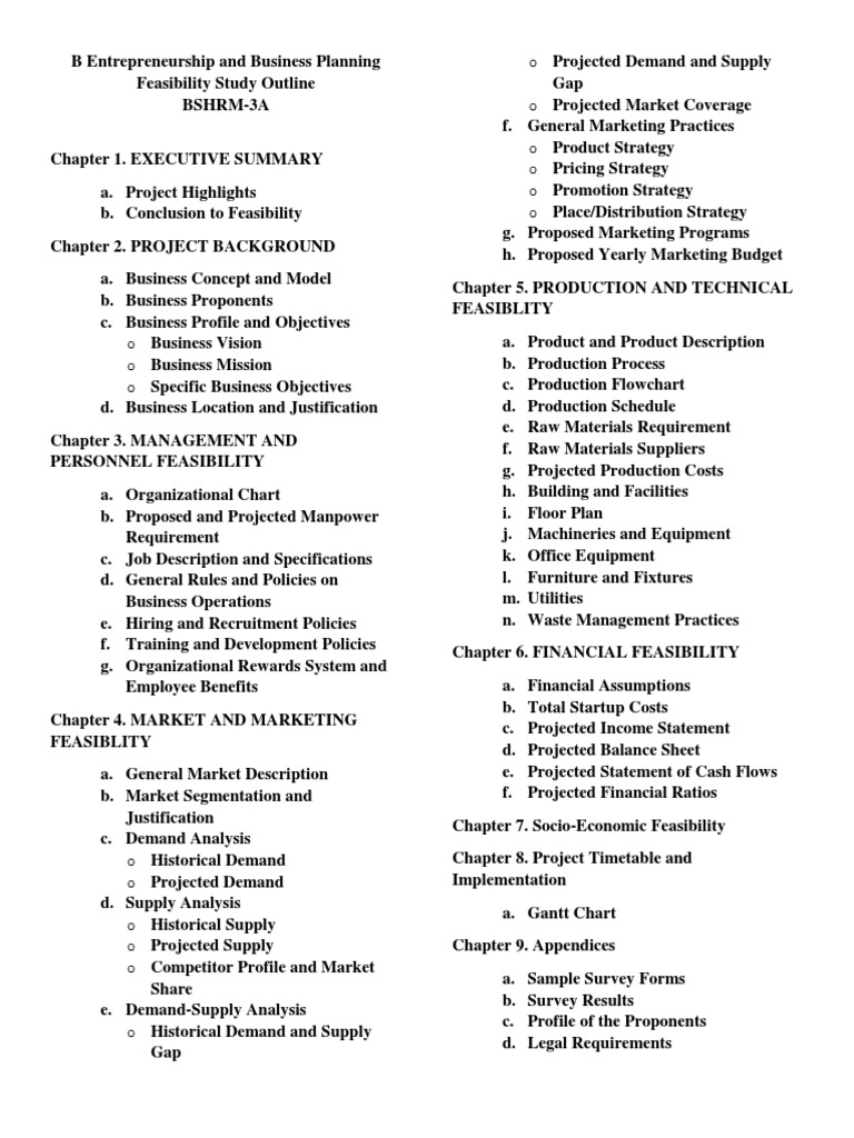 Feasibility Study Outline | PDF | Feasibility Study | Business