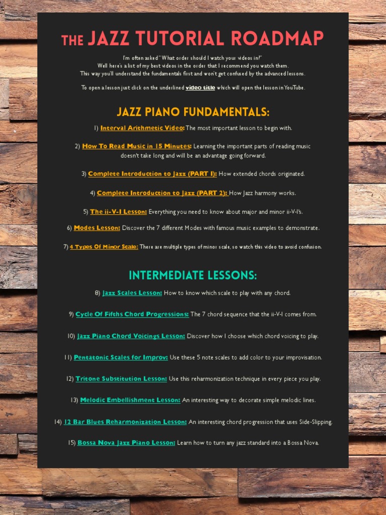 Jazz Tutorial Roadmap Pdf Jazz Musical Techniques