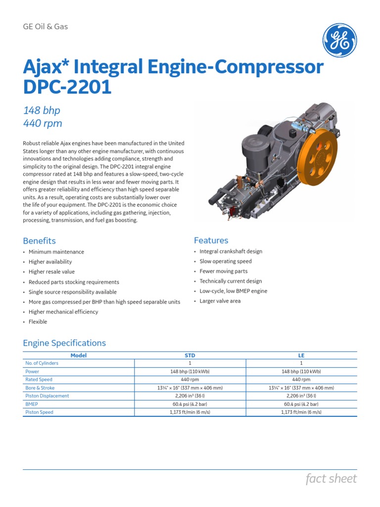 Ajax Integral Engine-Compressor DPC-2201: 148 BHP 440 RPM | PDF ...