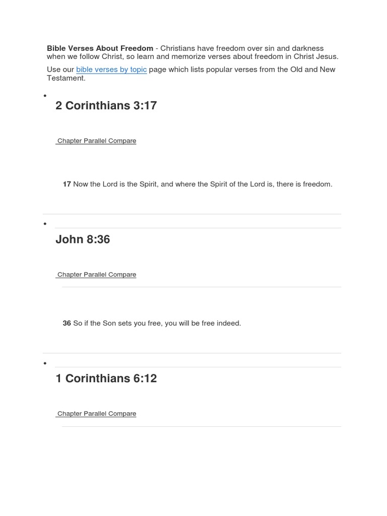 Bible Verses About Freedom | PDF | Epistle To The Romans | Jesus