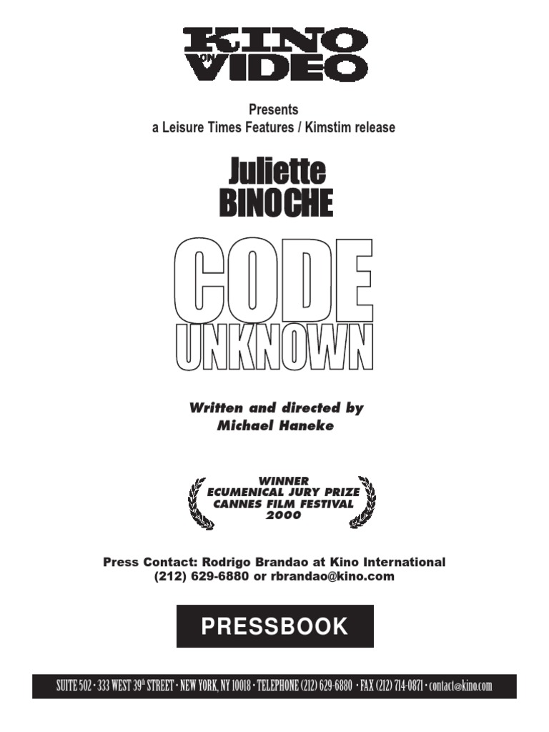 "Code Unknown" Presskit | PDF