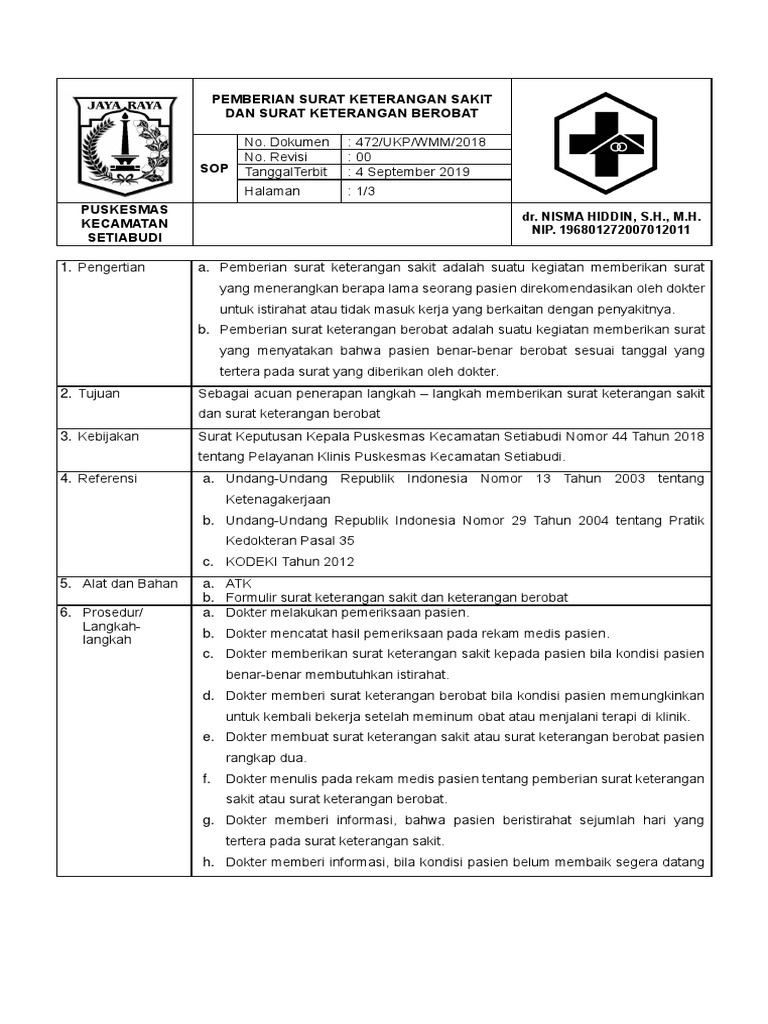 Prosedur Surat Keterangan Sakit | PDF | Sains & Matematika