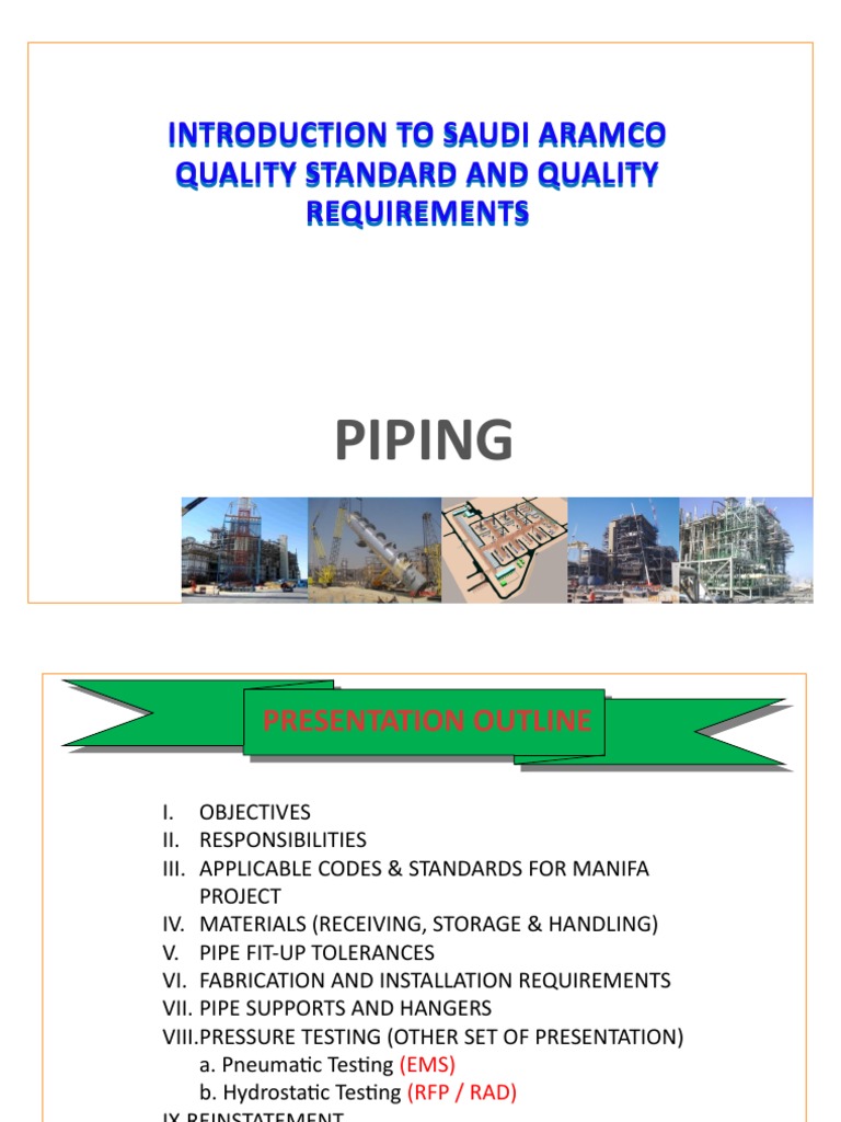 Applicable Codes & Standards For Aramco Projects (Piping) | PDF | Pipe ...