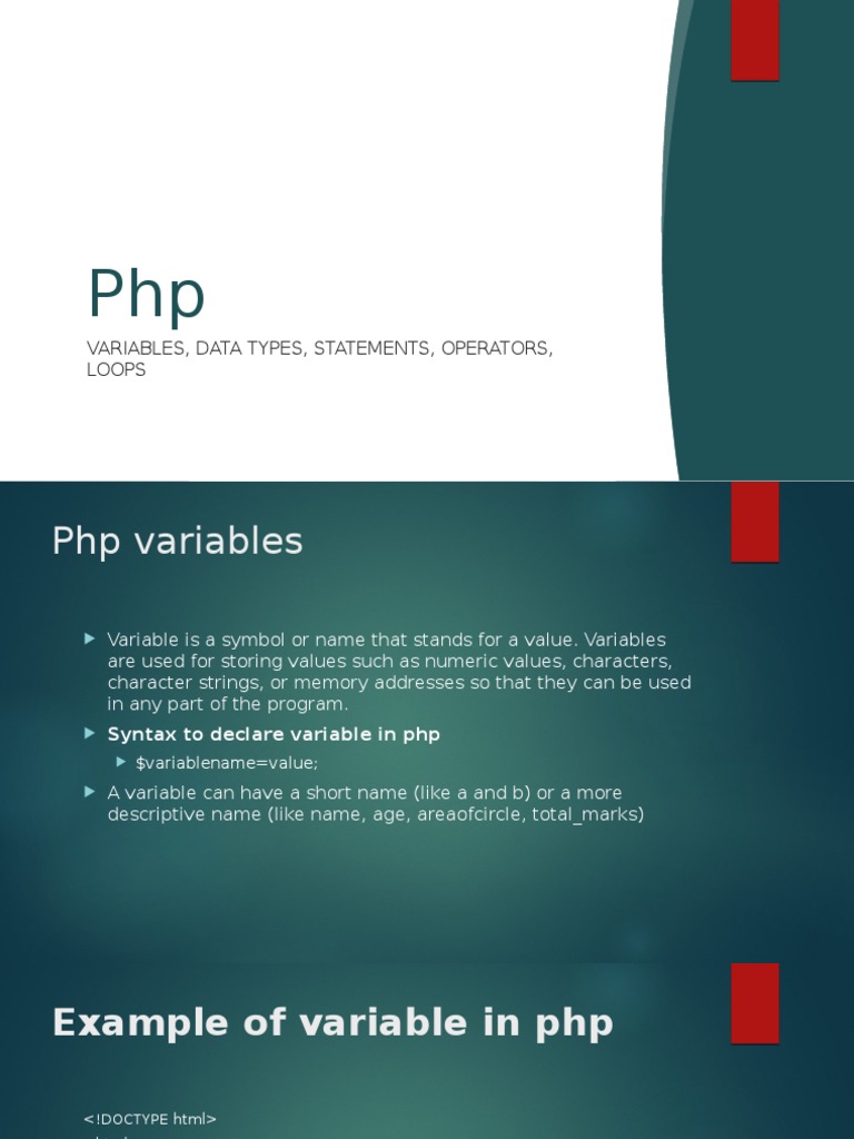 Variables, Data Types, Statements, Operators, Loops | PDF | Control ...