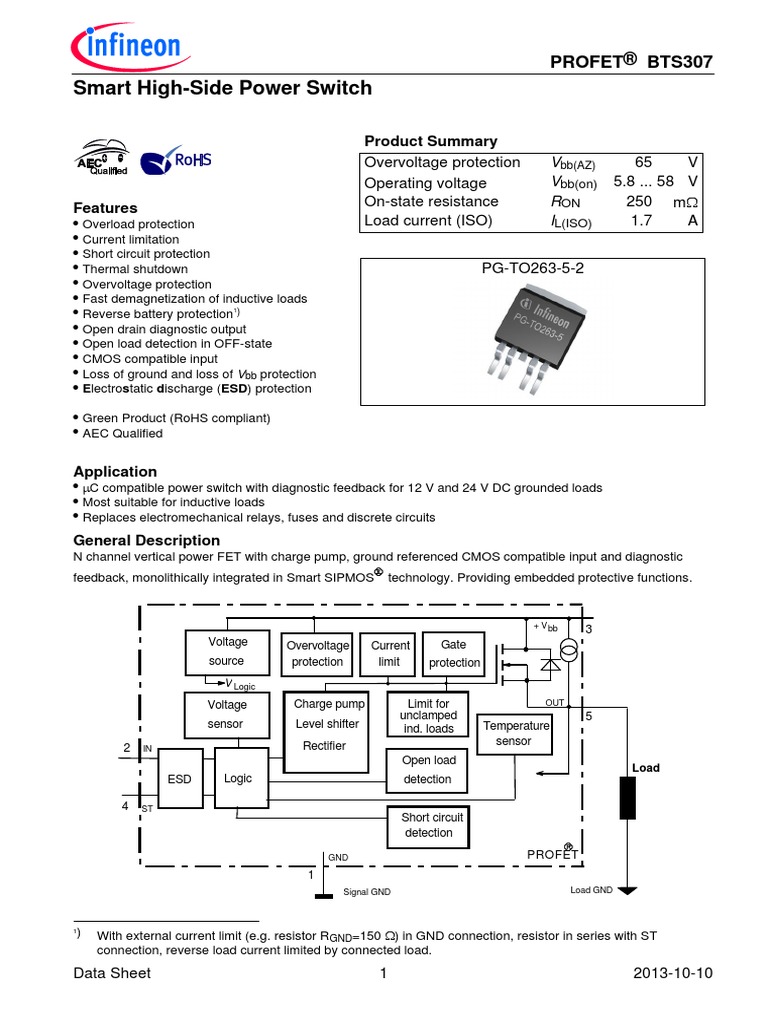 Smart High-Side Power Switch: Product Summary | PDF | Cmos | Field ...