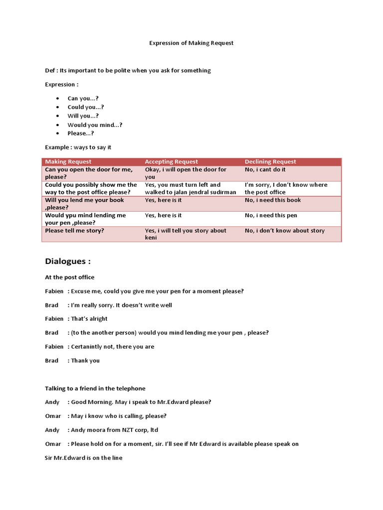 Expression of Making Request | PDF