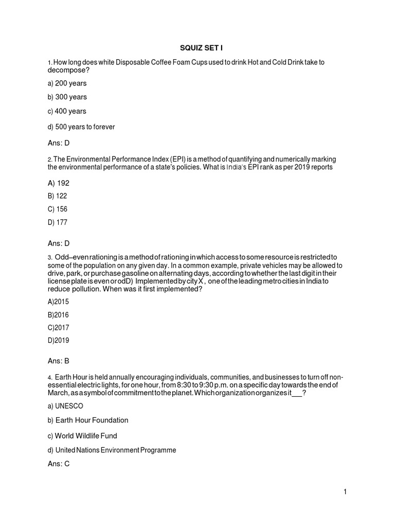 Social Awareness Questions and Answers | PDF | Nature