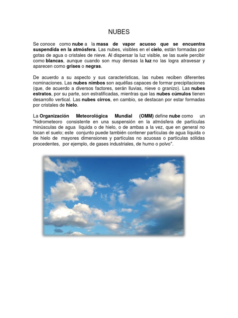 Tipos de Nubes | PDF | Nube | Nubes, Niebla Y Precipitaciones