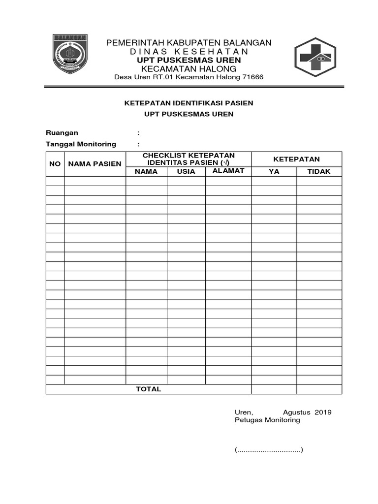Checklist Identifikasi Pasien | PDF