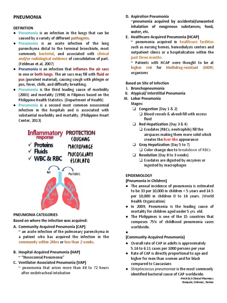 Pneumonia-Handout Part 1 | PDF | Pneumonia | Cough