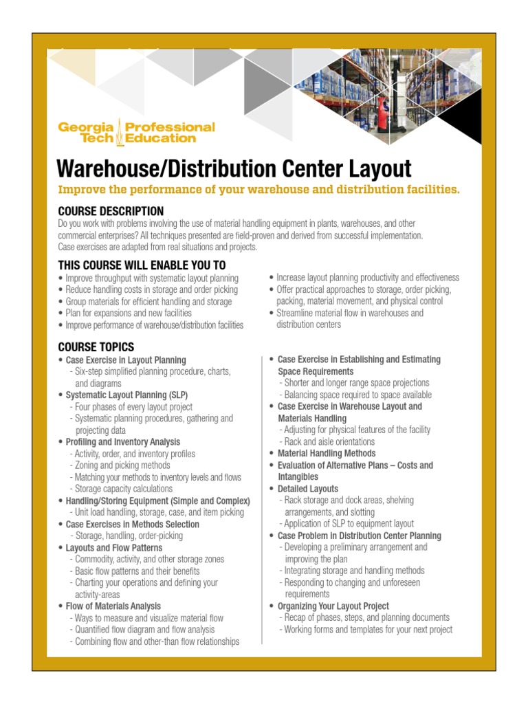 Warehouse/Distribution Center Layout: Course Description | PDF ...