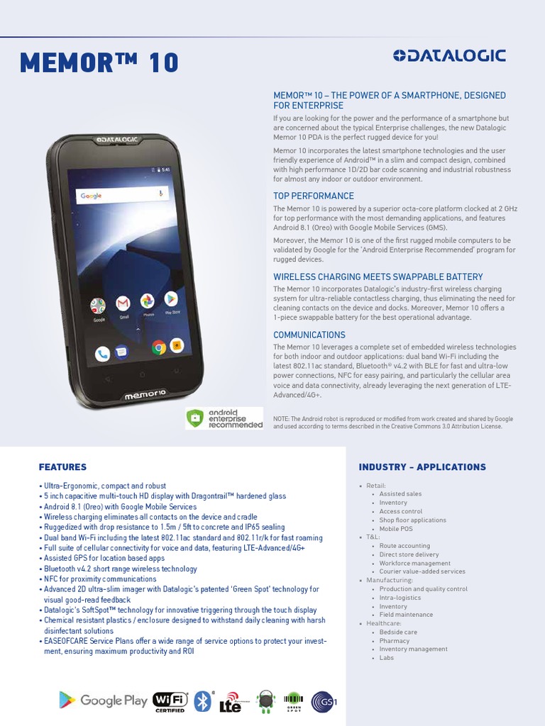 Memor 10 Data Sheet - English A4 | PDF | Ieee 802.11 | Wireless Lan