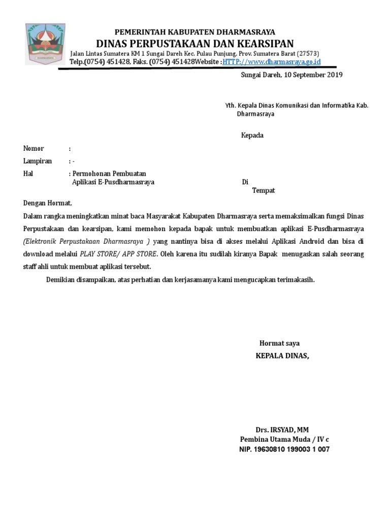 Contoh Surat Permohonan Membuat Program - GiannaaddDonaldson