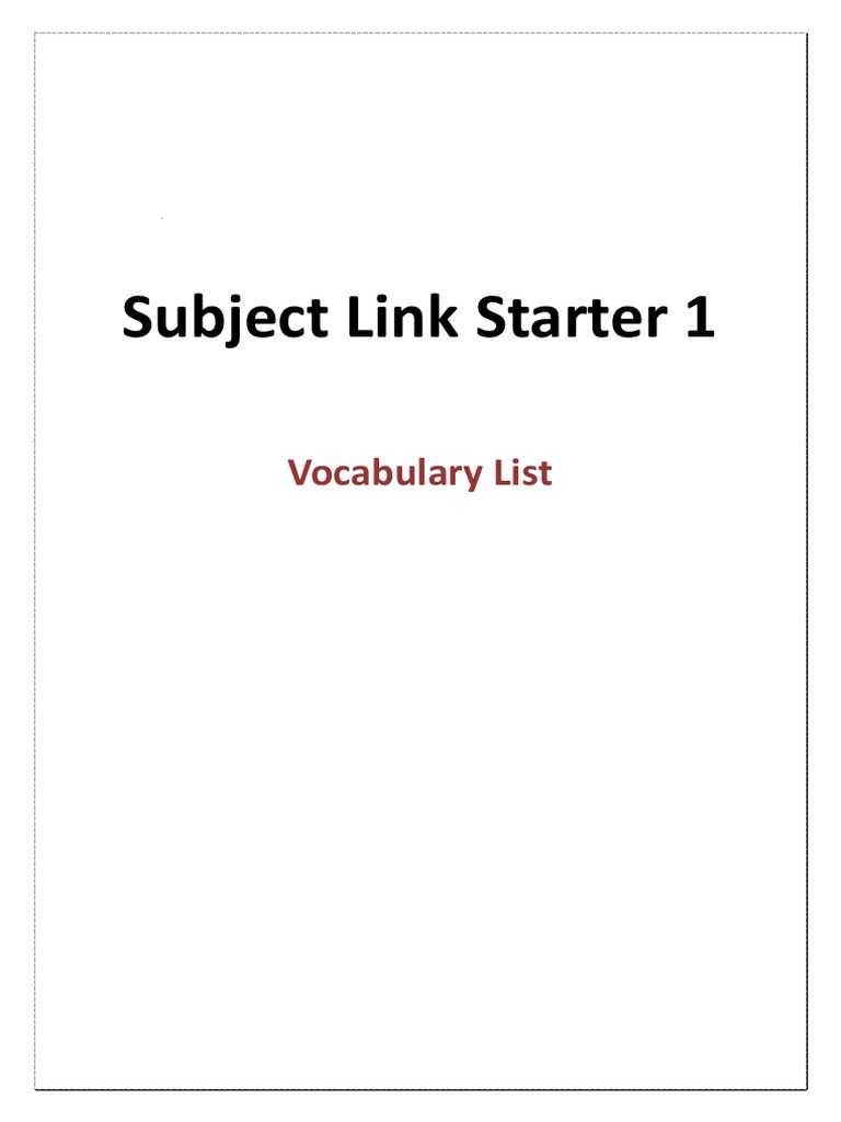 Spring Vocabulary Starter List | PDF | Verb | Noun