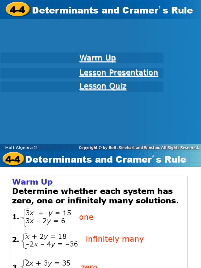 Determinants and Cramers Rule PDF | PDF | Determinant | Matrix ...